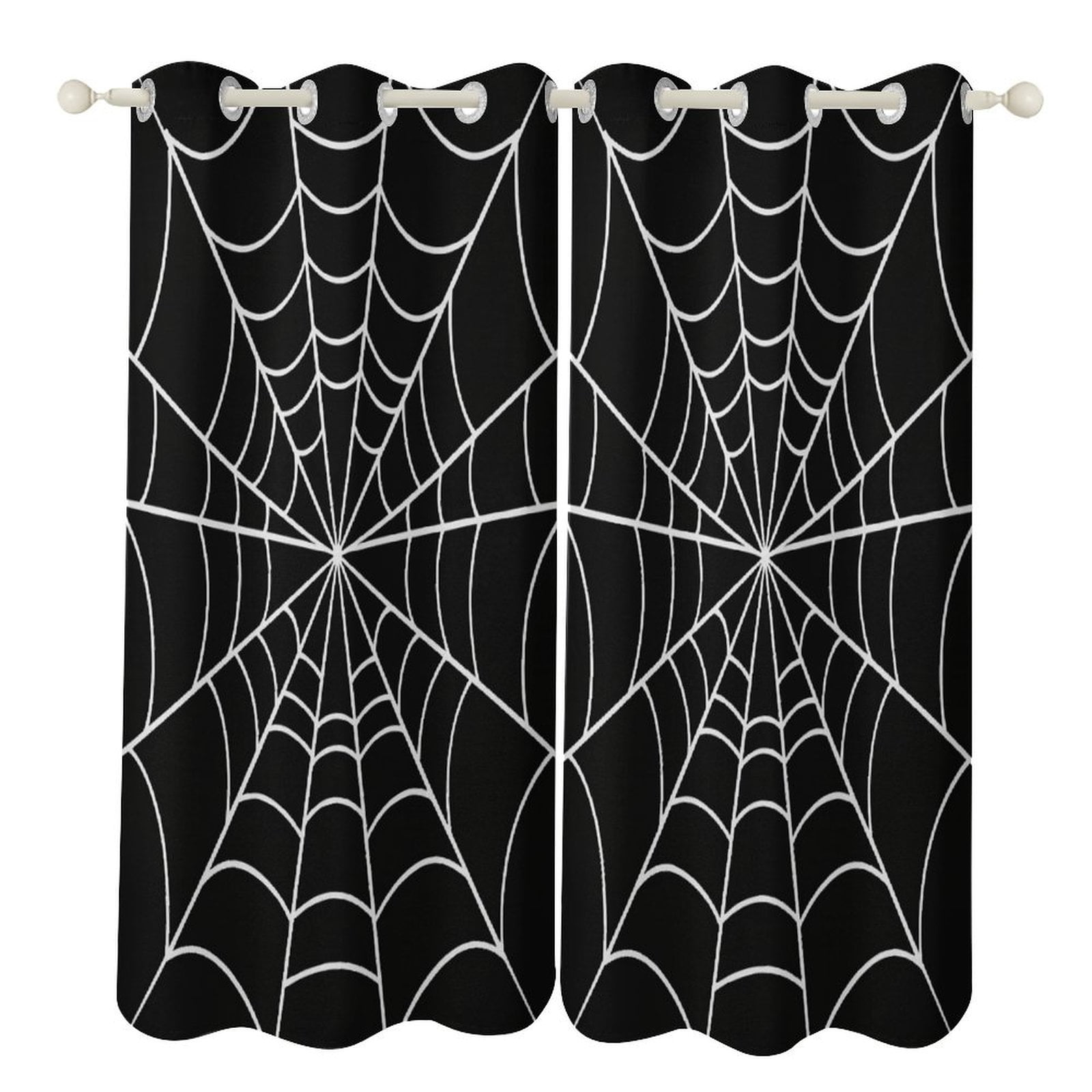 Black Spider Web 2 Panels Blackout Curtains for Bedroom Living Room ...