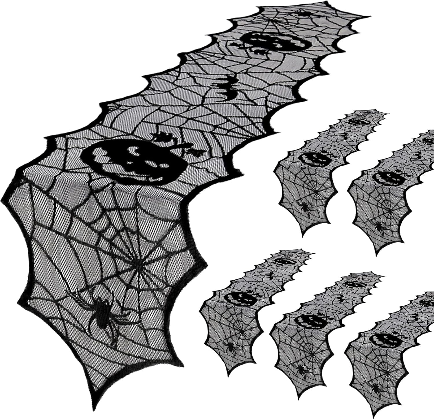 Black Spider Web Halloween Lace Table Runners 6 Packs Pumpkin Linens ...