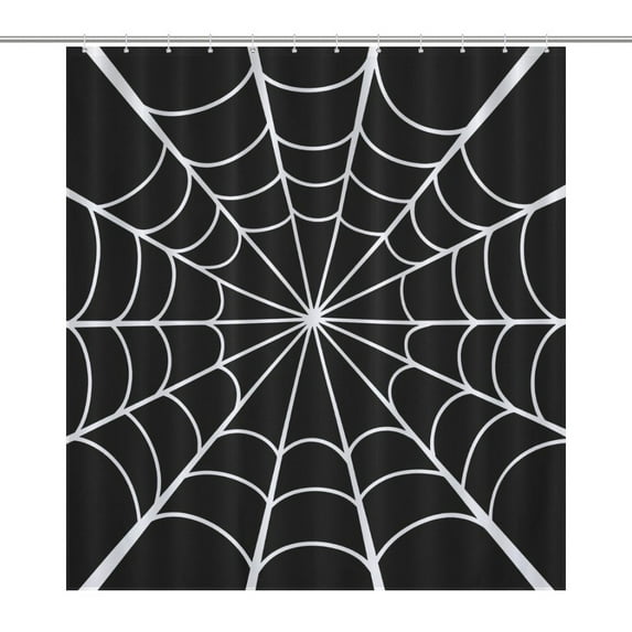 Black Spider Web Shower Curtain Bathtub Decor Bathroom Fabric ...