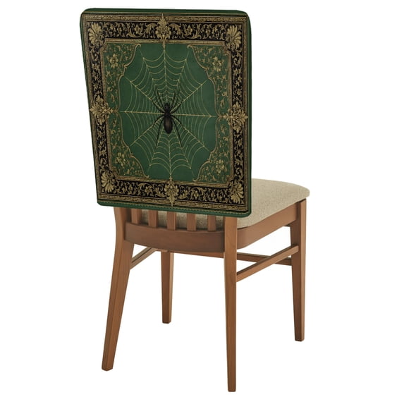 Black Spiders Chair Back Covers Set of 6 Vintage Green Web Insects ...