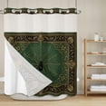 Black Spiders No Hook Shower Curtain with Snap in Liner, Vintage Green ...