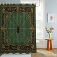 Black Spiders Shower Curtain, Vintage Green Web Insects Laurel Border ...