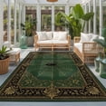 Black Spiders Washable Living Room Rugs 5'x8', Vintage Green Web ...