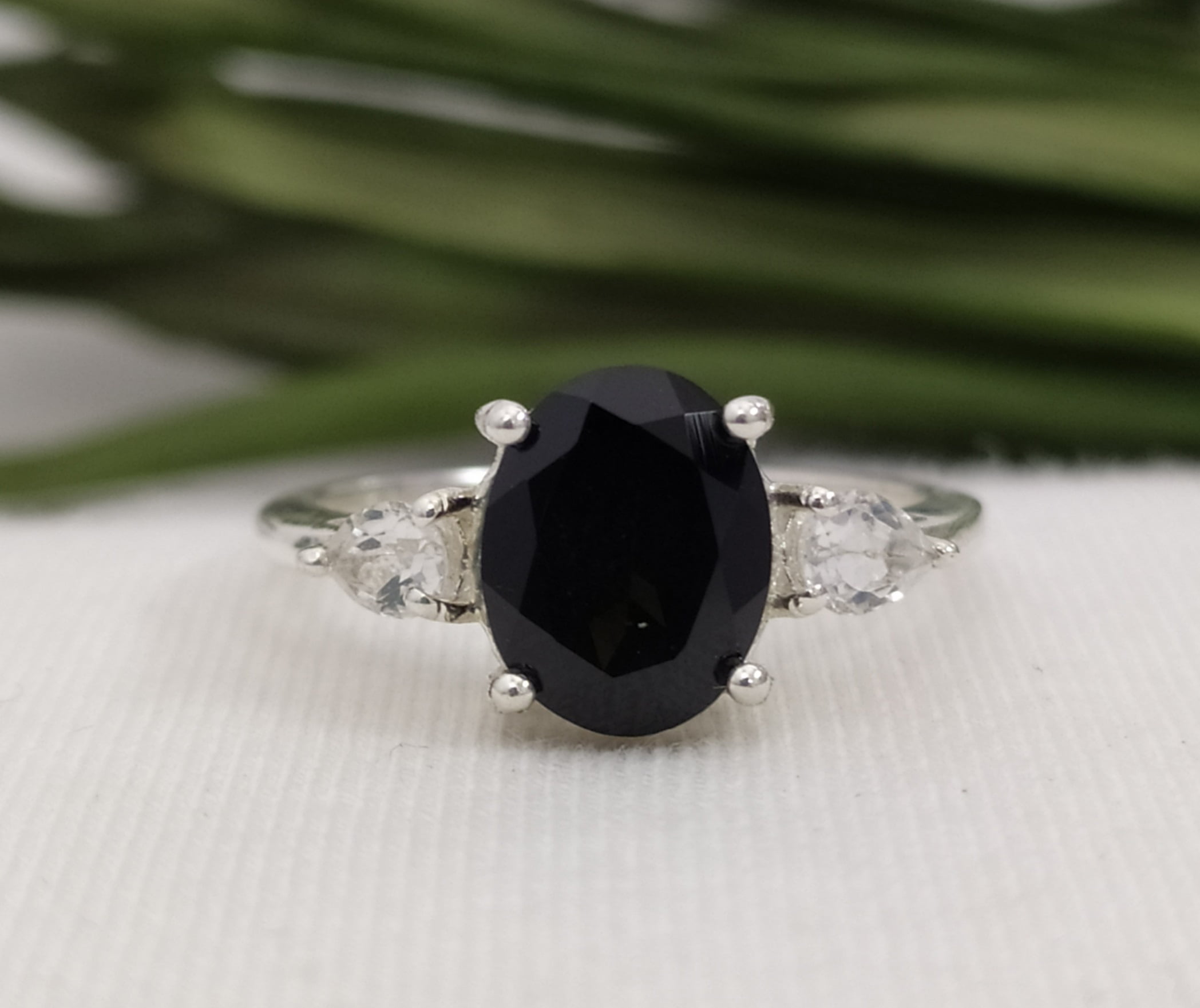 Black Spinal 925 streling Silver Oval Cut Ring - Natural Spinel Stone ...