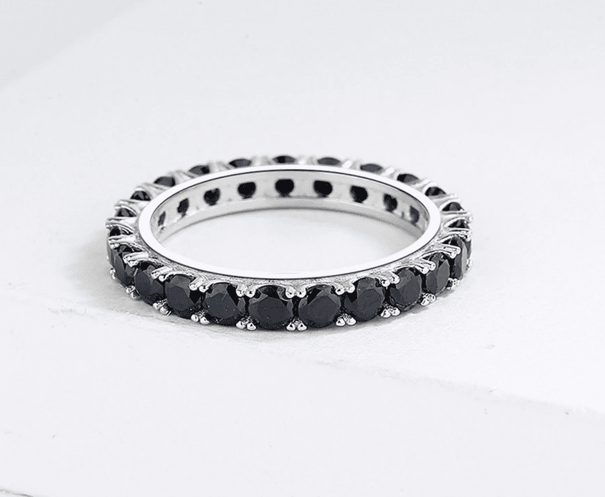 Black Spinal full eternity wedding band ring, Black spinel Round Band ...