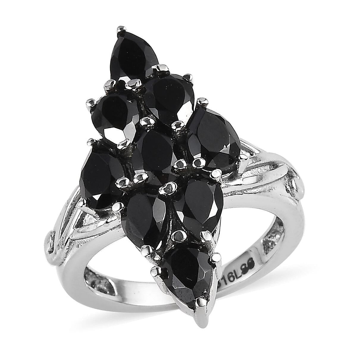 Black Spinel 5.00 ctw Elongated Ring in Stainless Steel Size 10 ...