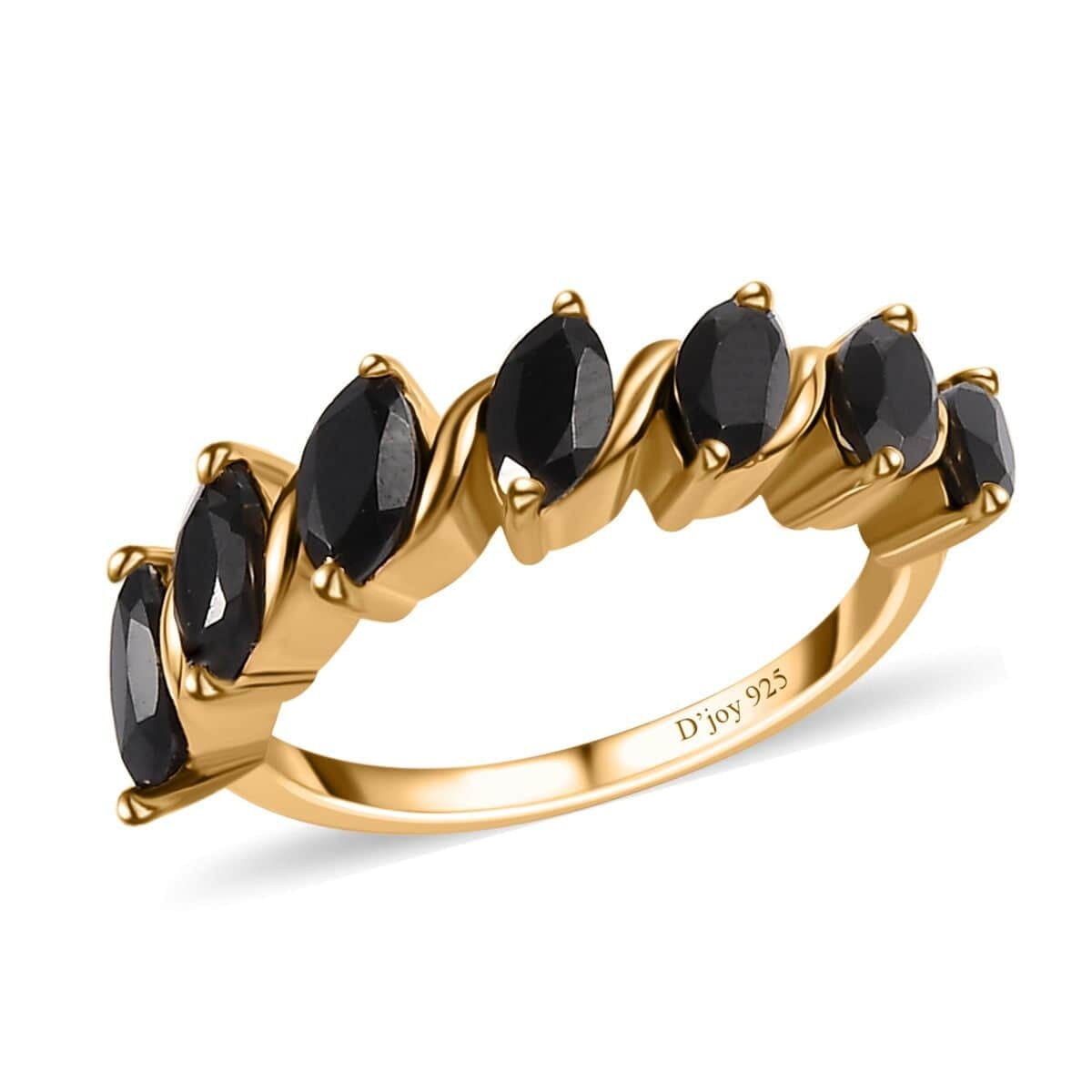 Black Spinel 7 Stone Ring in Vermeil Yellow Gold Over Sterling Silver ...