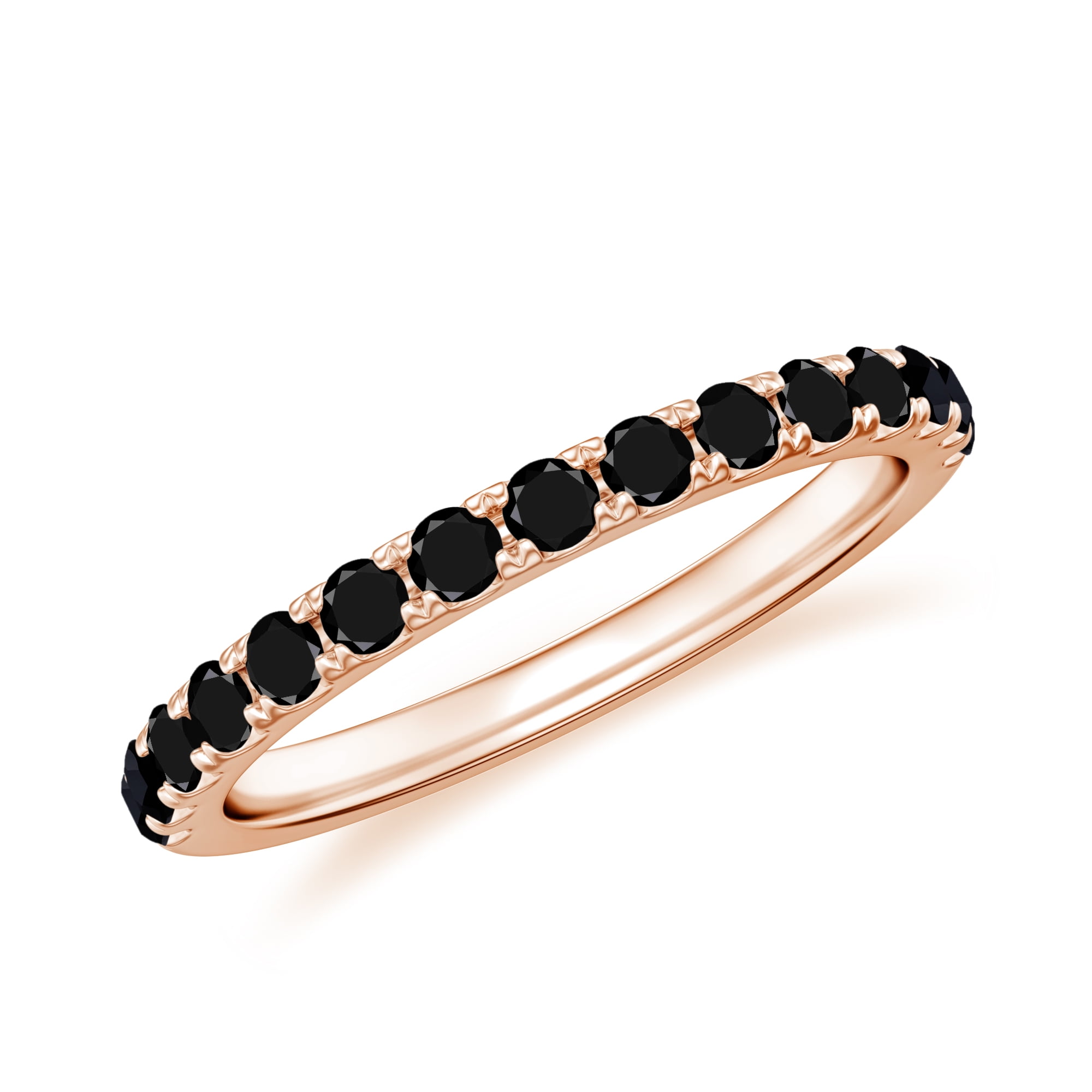 Black Spinel Eternity Band Ring for Women Rose Gold Plated Solid 925 ...