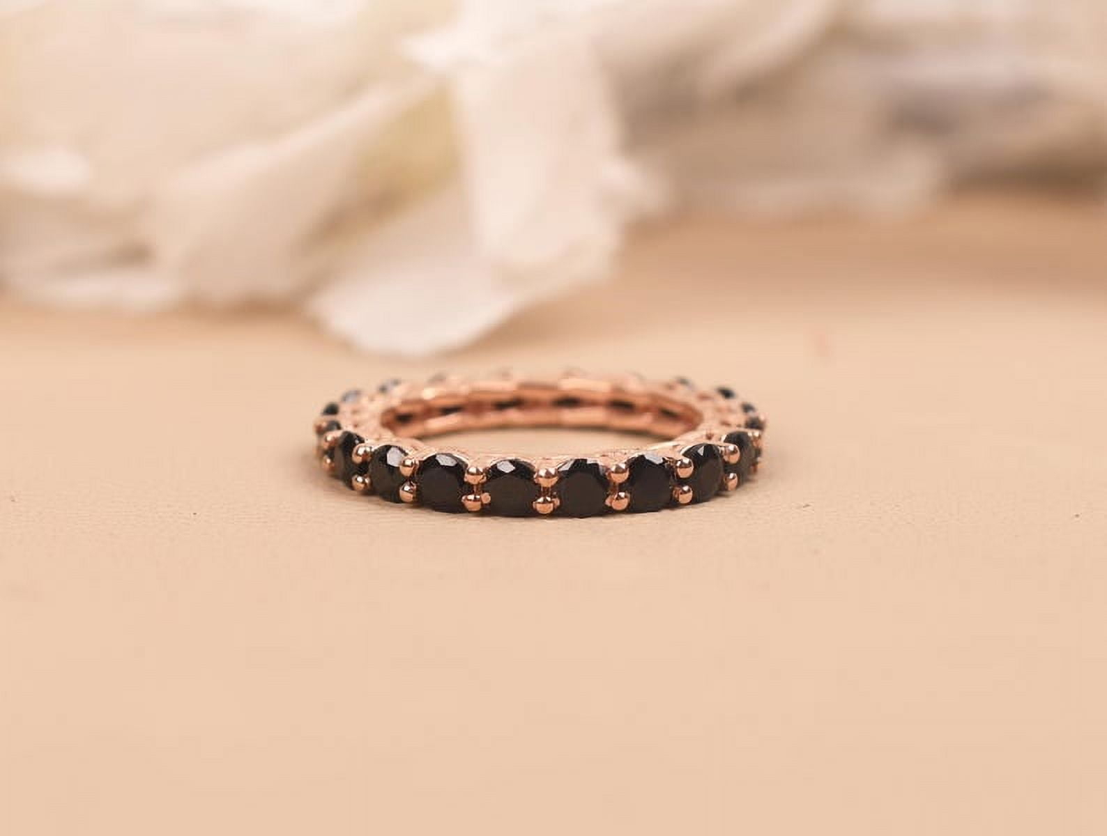 Black Spinel Full Eternity Band Ring, 18k Rose Gold plated Promise ...