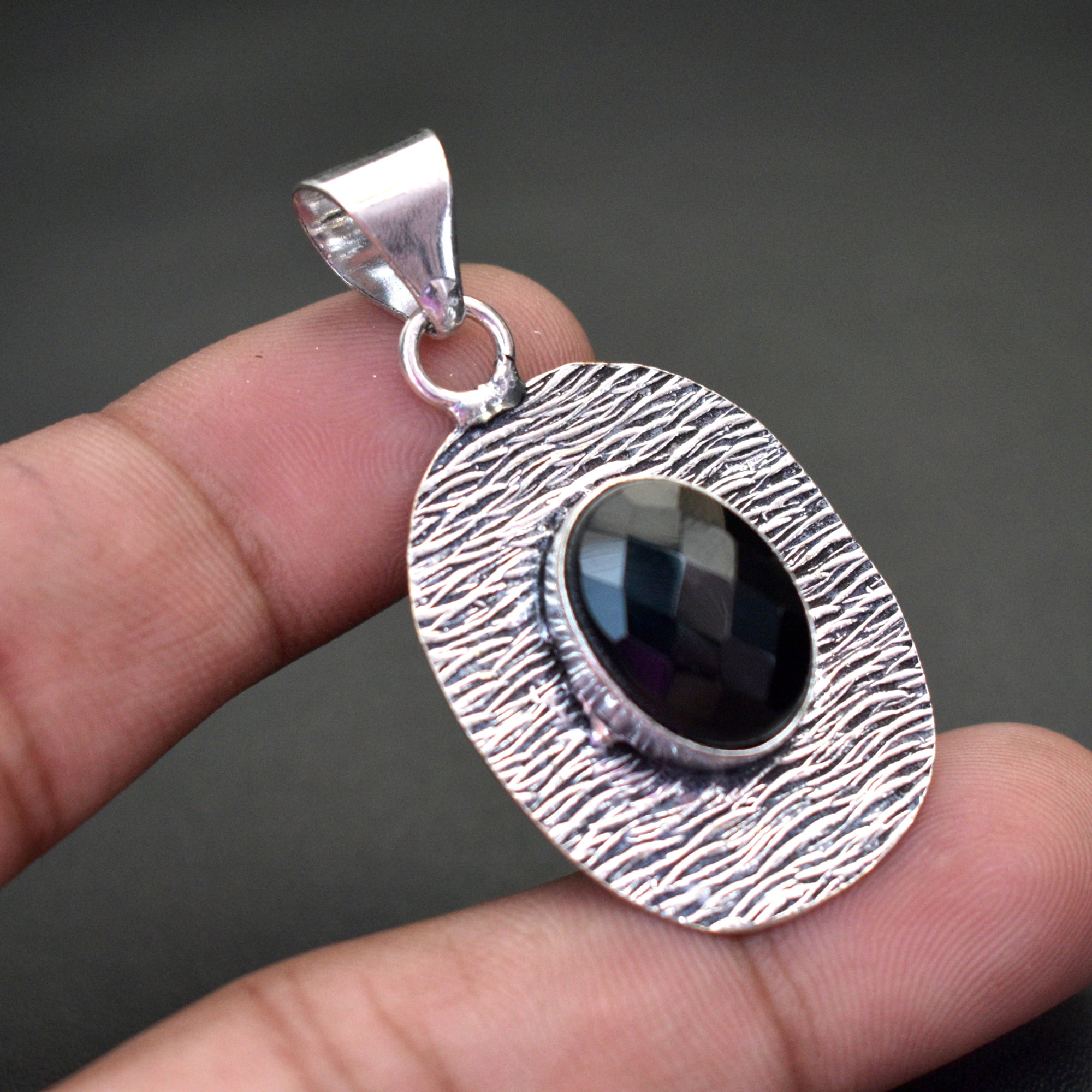 Black Spinel Gemstone Pendant Handmade Gift Antique Design Jewelry 2.10 ...