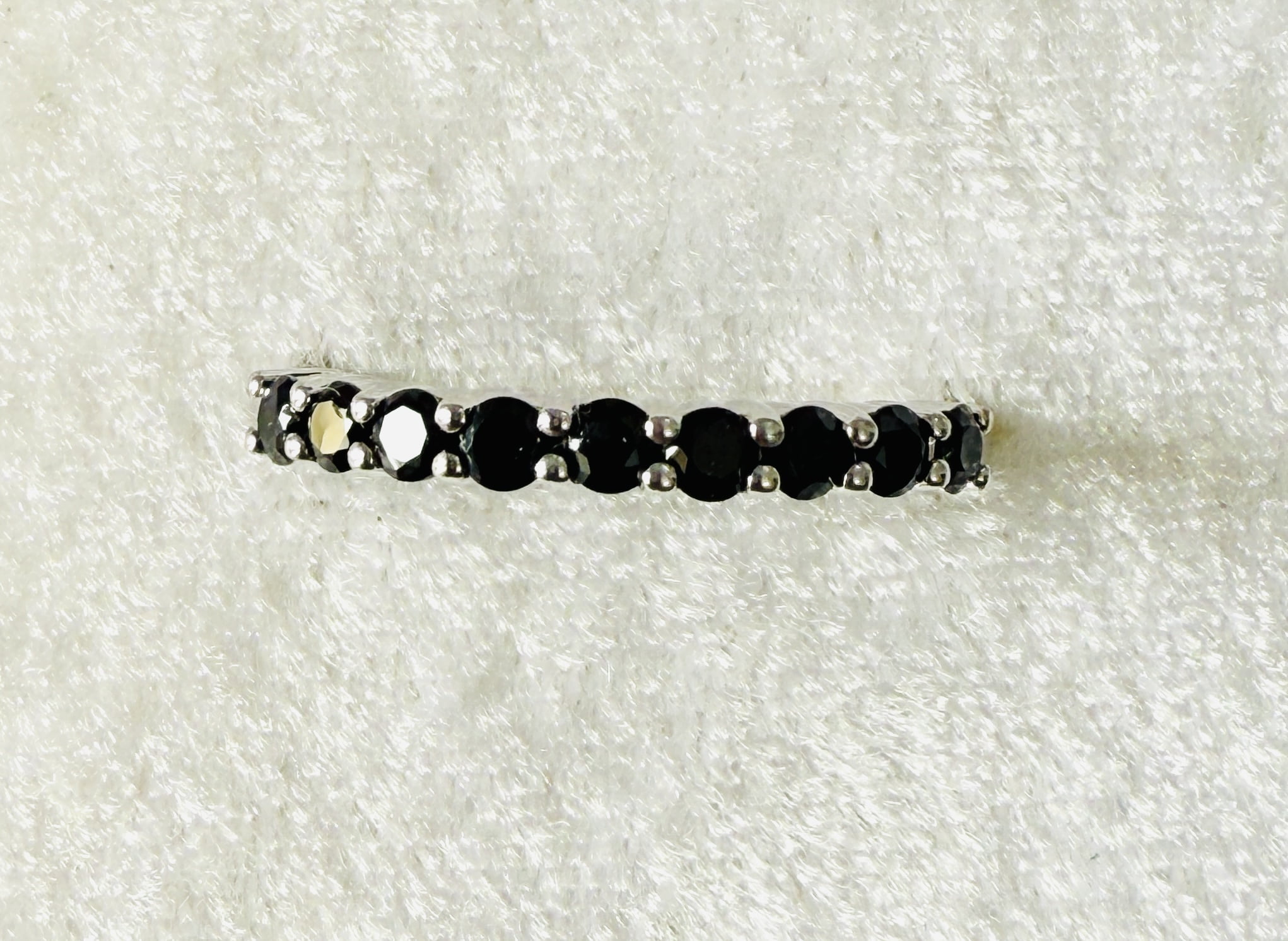 Black Spinel Half Eternity Wedding Anniversary Ring 925 Sterling Silver ...