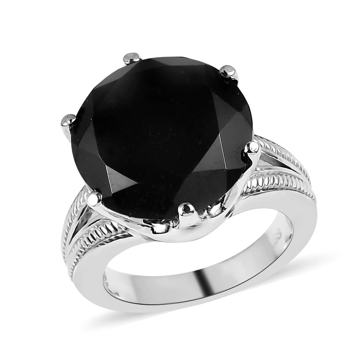 Black Spinel Round Stainless Steel Solitaire Ring for Women Jewelry ...