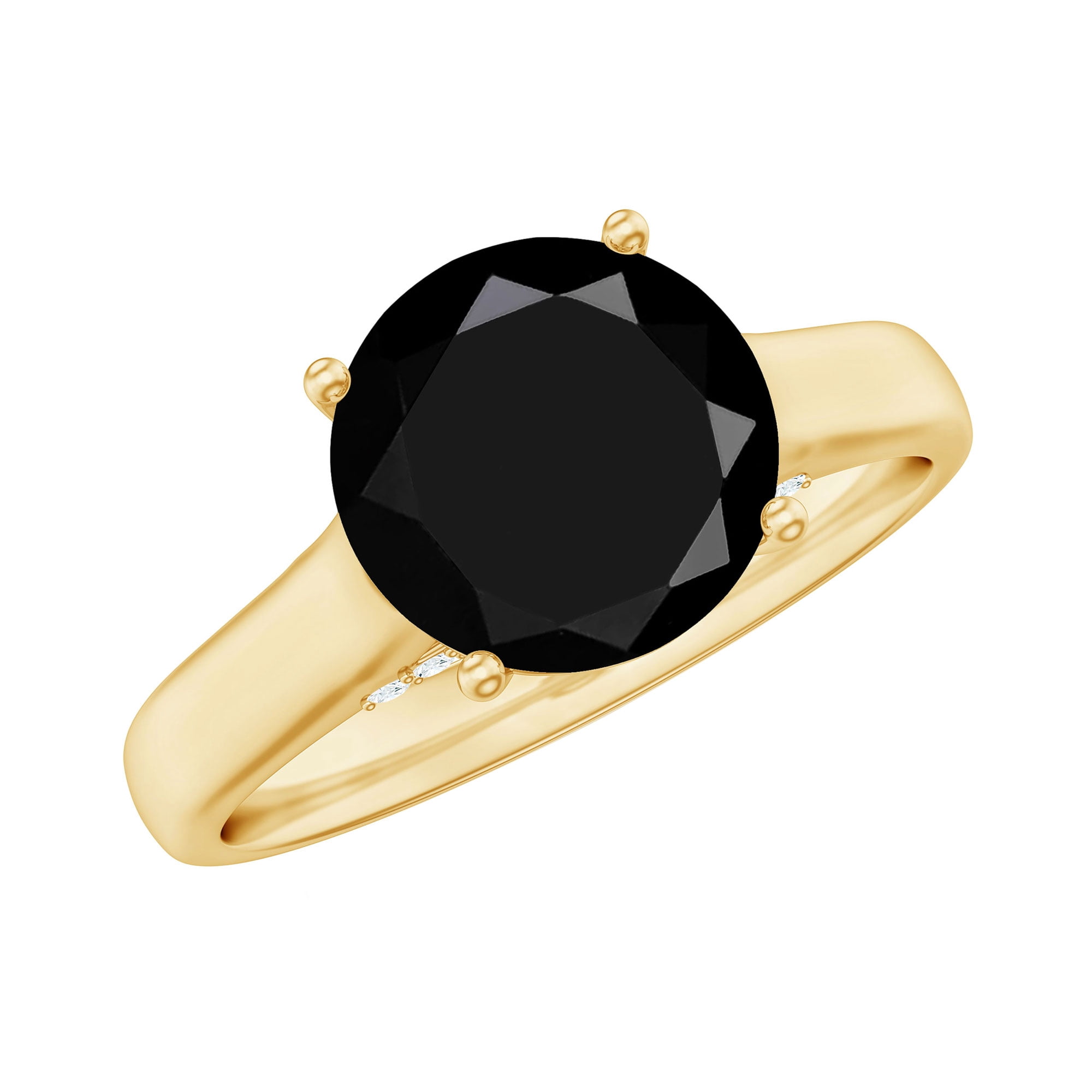 Rosec Jewels Black Spinel Solitaire Ring with Surprise Diamond, Simple ...