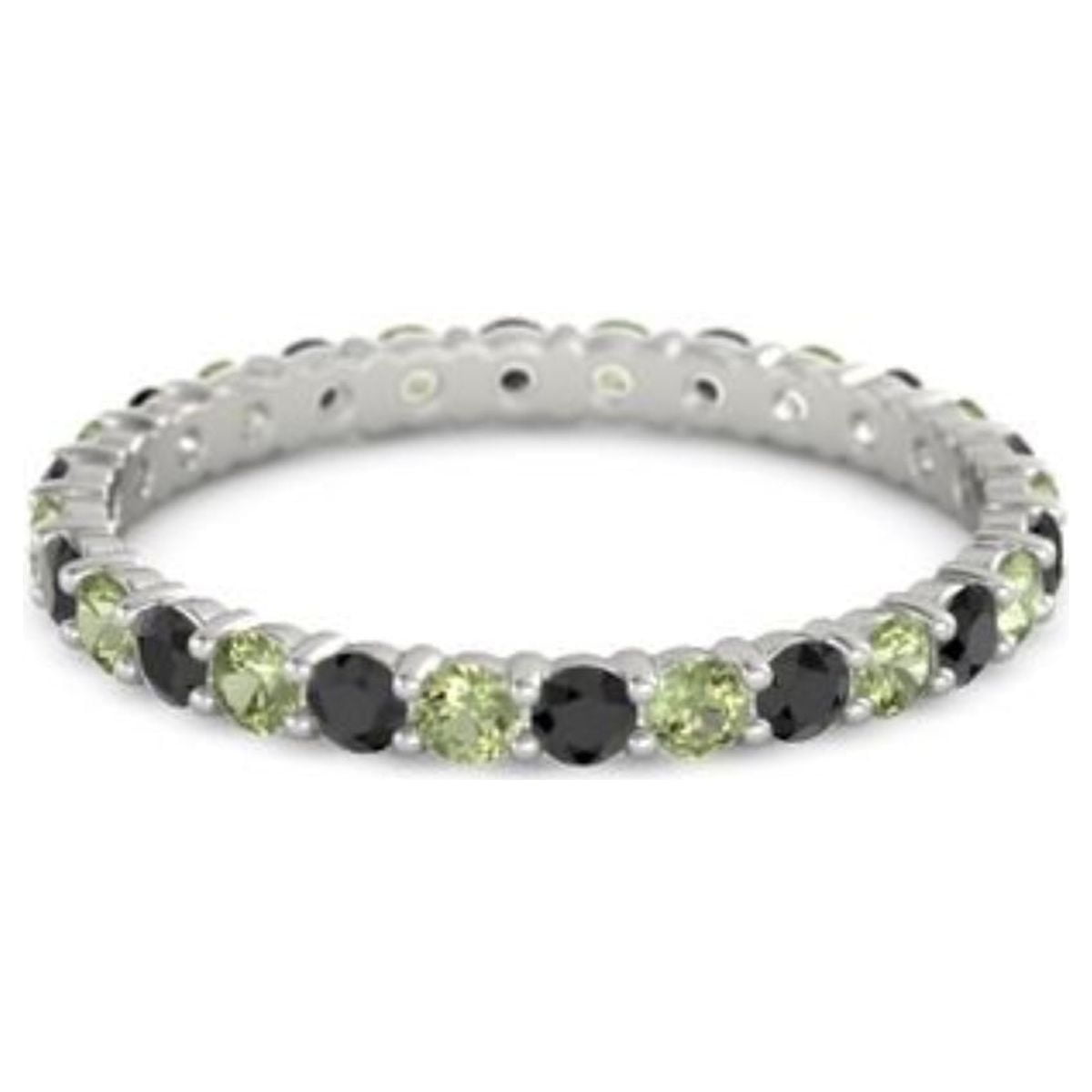 Black Spinel With Peridot Round 2.50 MM Eternity 925 Sterling Silver ...
