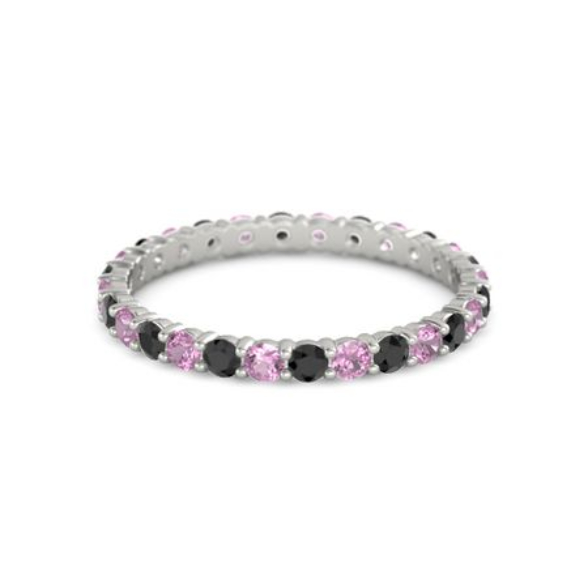 Black Spinel With Pink Spinel Round 2.50 MM Eternity 925 Sterling ...
