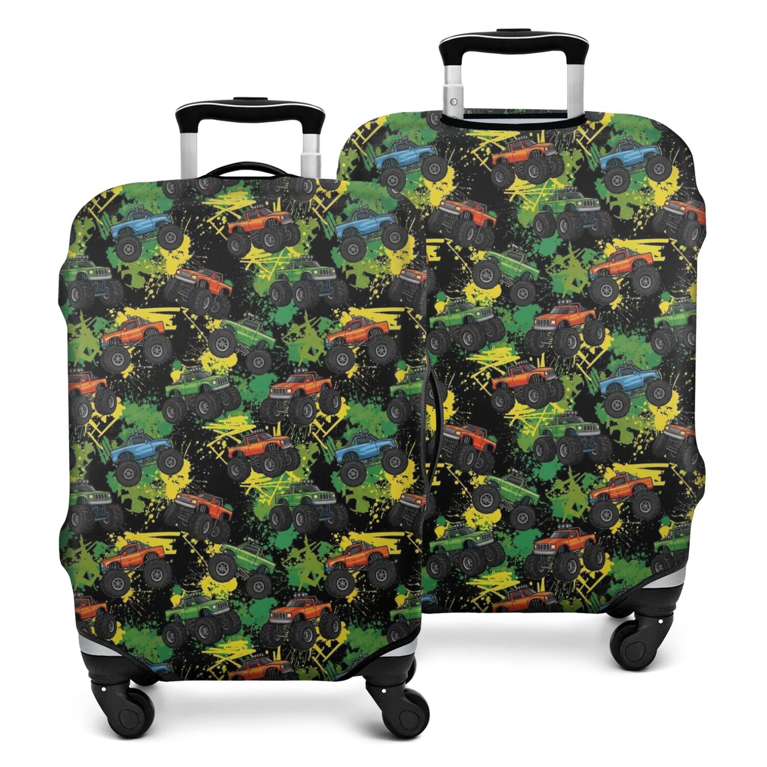 Black Splash Monster Cartoon Trucks Pattern Luggage Cover Fashion ...