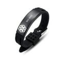 Black Sport Silicone Medical Bracelets Adjustable Waterproof Medical ID ...