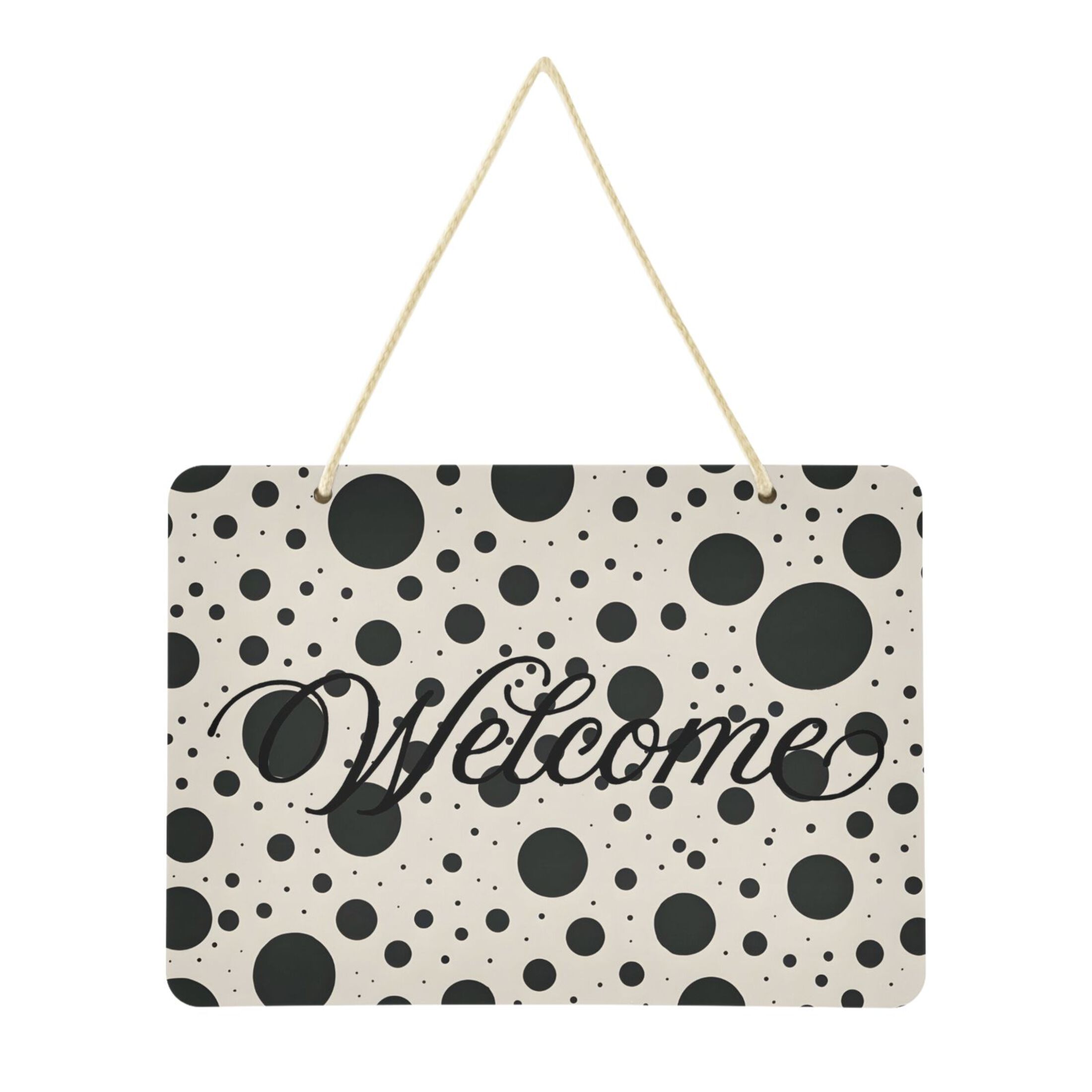 Black Spots Welcome Sign Front Door PVC 14x10 inch Hanger Hello Sign ...