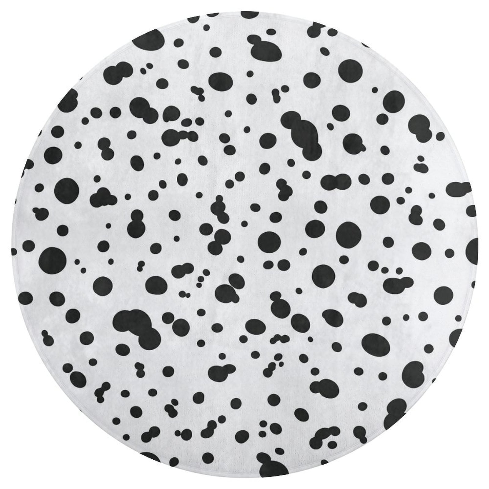 Black Spots on White Round Rugs Bedroom Table Mat Dirt Resistant Carpet ...