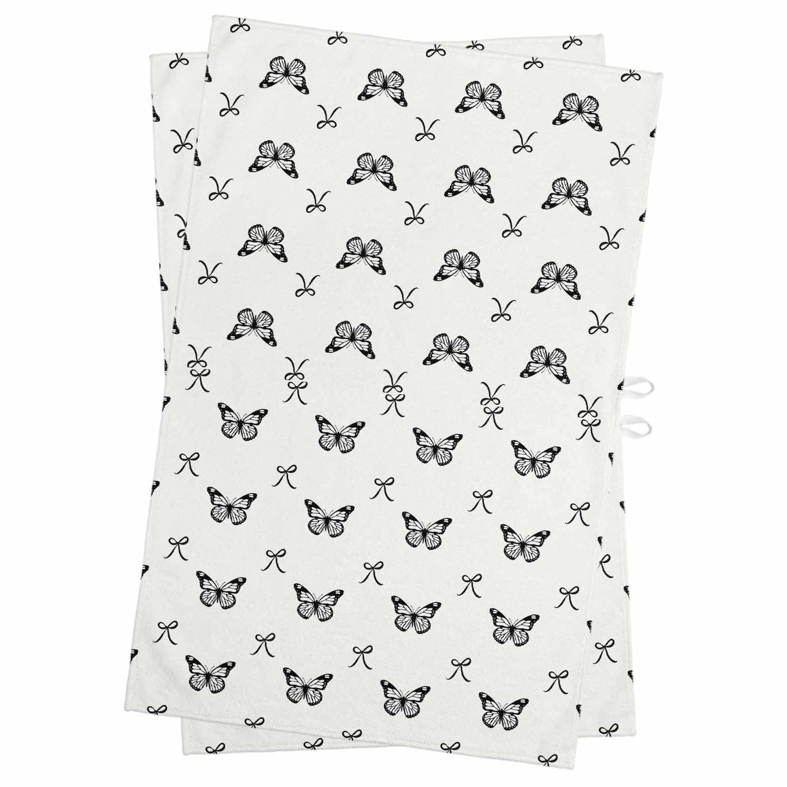 Black Spring Butterfly Kitchen Towels Set of 2, Water Absorbent Dish ...