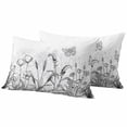 Black Spring Floral Outdoor Pillow Covers 20"x12" Set of 2,Waterproof ...