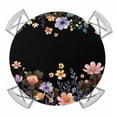 Black Spring Floral Round Tablecloth for 55-60 Inch Tables,Fitted Table ...