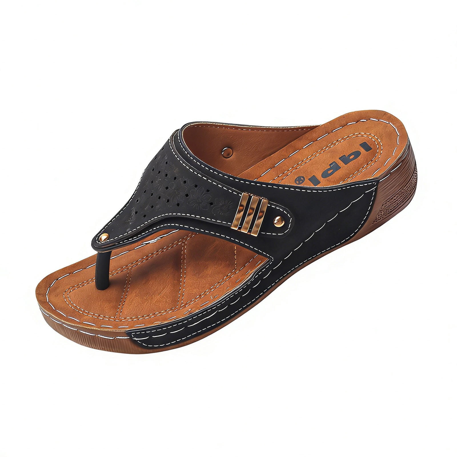 Black Spring Summer Casual Fashion Mules Ladies Metal-Trimmed ...