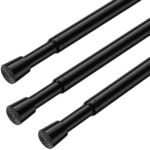 Black Spring Tension Rods Adjustable 26 to 39 Tension Curtain Rod Small ...
