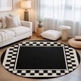 Black Square 3.3' Round Rug for Bedroom Reading Corner, Graphic Retro ...
