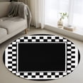 Black Square 3FT Round Area Rugs Graphic Retro Black White Checkered ...