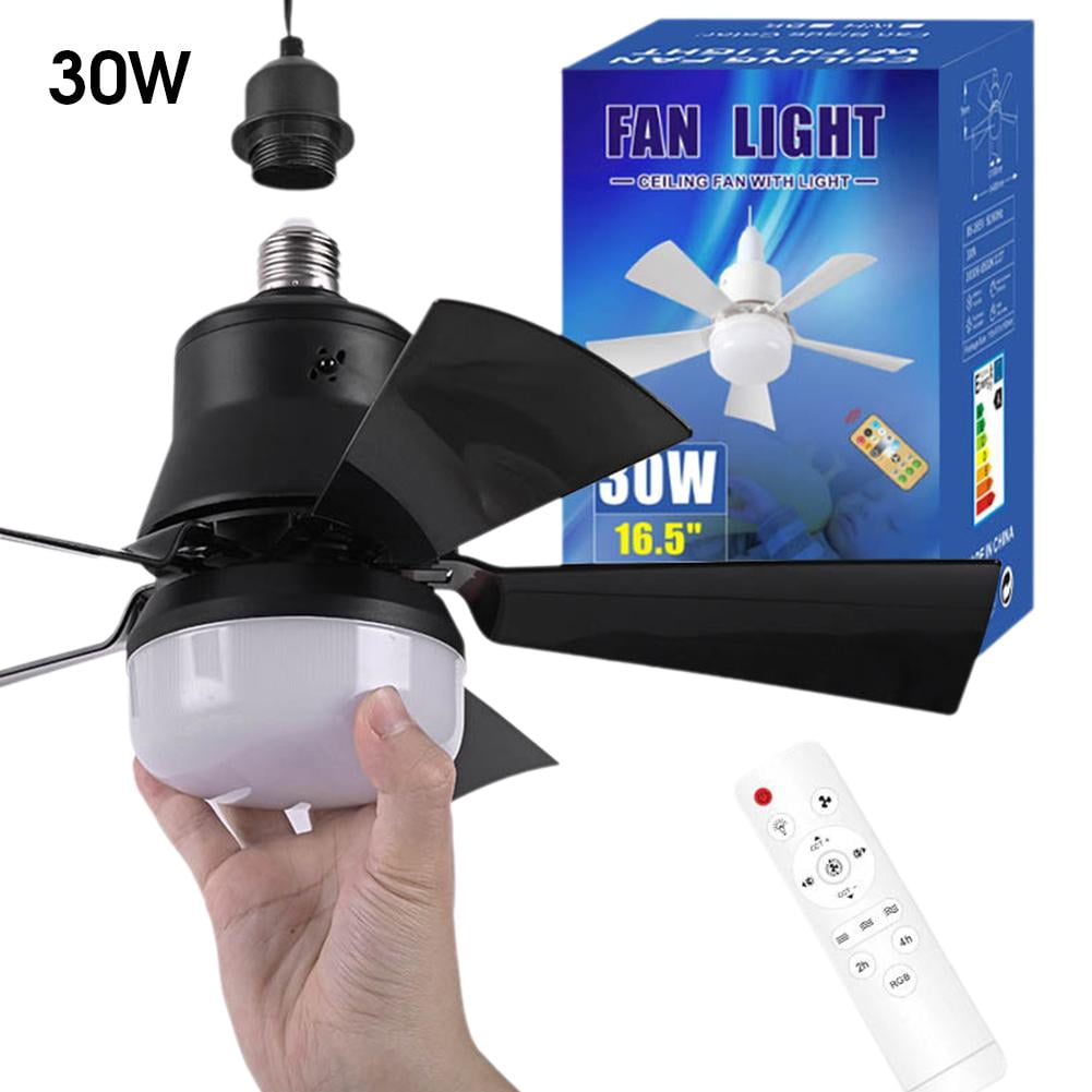 Black Square 5 Blades 30W New Five-Blade Fan Lamp E27 Screw-Mouth ...
