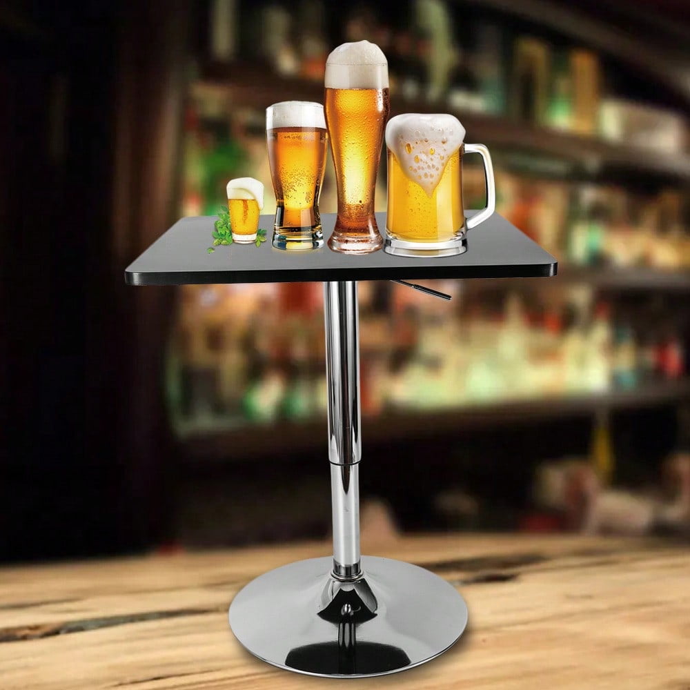 Black Square Bar Dining Table Rotary Square Pub Table Height Adjustable ...