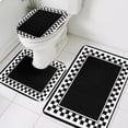 Black Square Bathroom Rugs Set Graphic Retro Black White Checkered ...