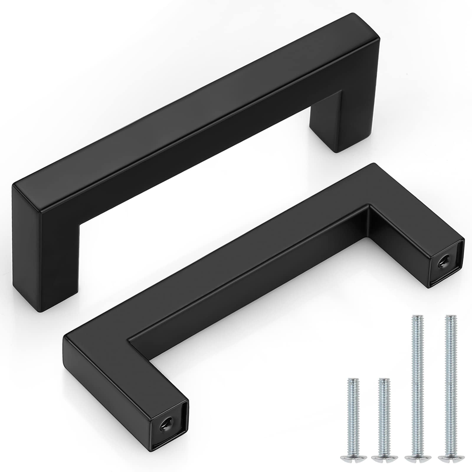Black Square Cabinet Pulls 20 Pack Hole Center 3-1/2" Drawer Hardware ...