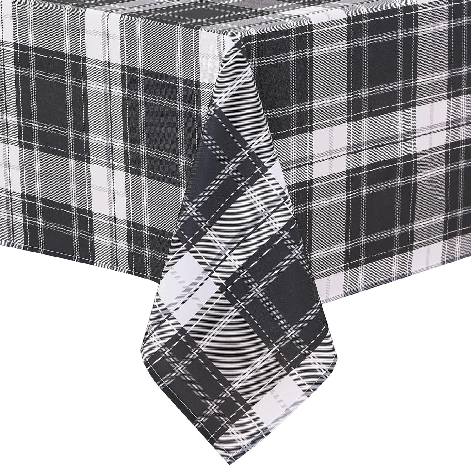 Black Square Gingham Tablecloth 54 x 54 Inch, Waterproof Checkered ...