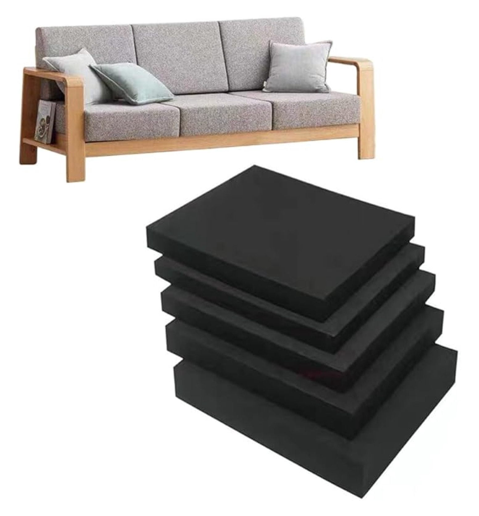 Black Square High Density Foam Padding Sheet,1"/2"/3"/4"/5"/6" Thick ...