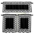 Black Square Kitchen Curtains Valances 3 Piece Set, Graphic Retro Black ...