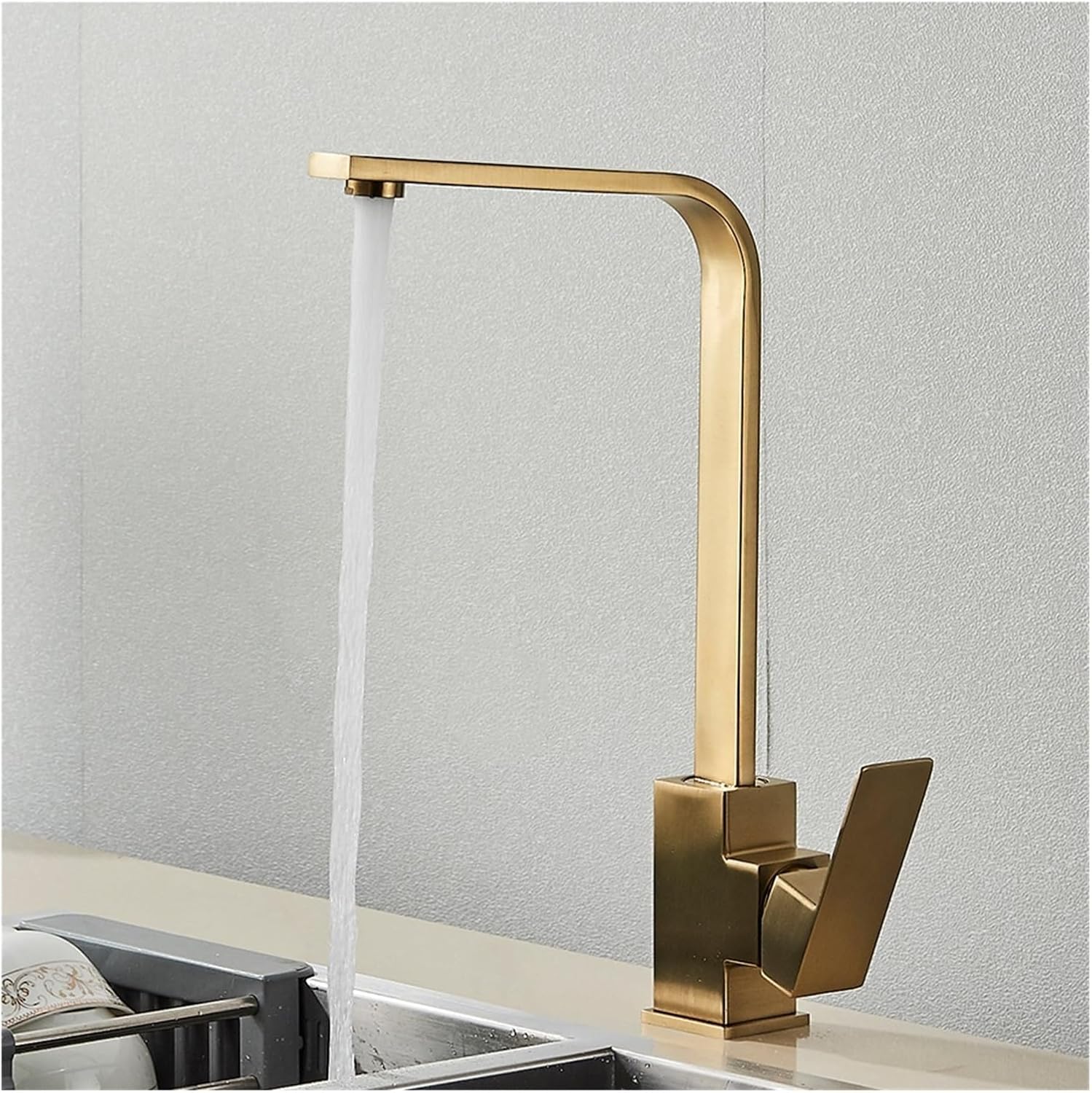 Black Square Kitchen Faucet Chorme/Gold Hot Cold Utility Kitchen Sink ...