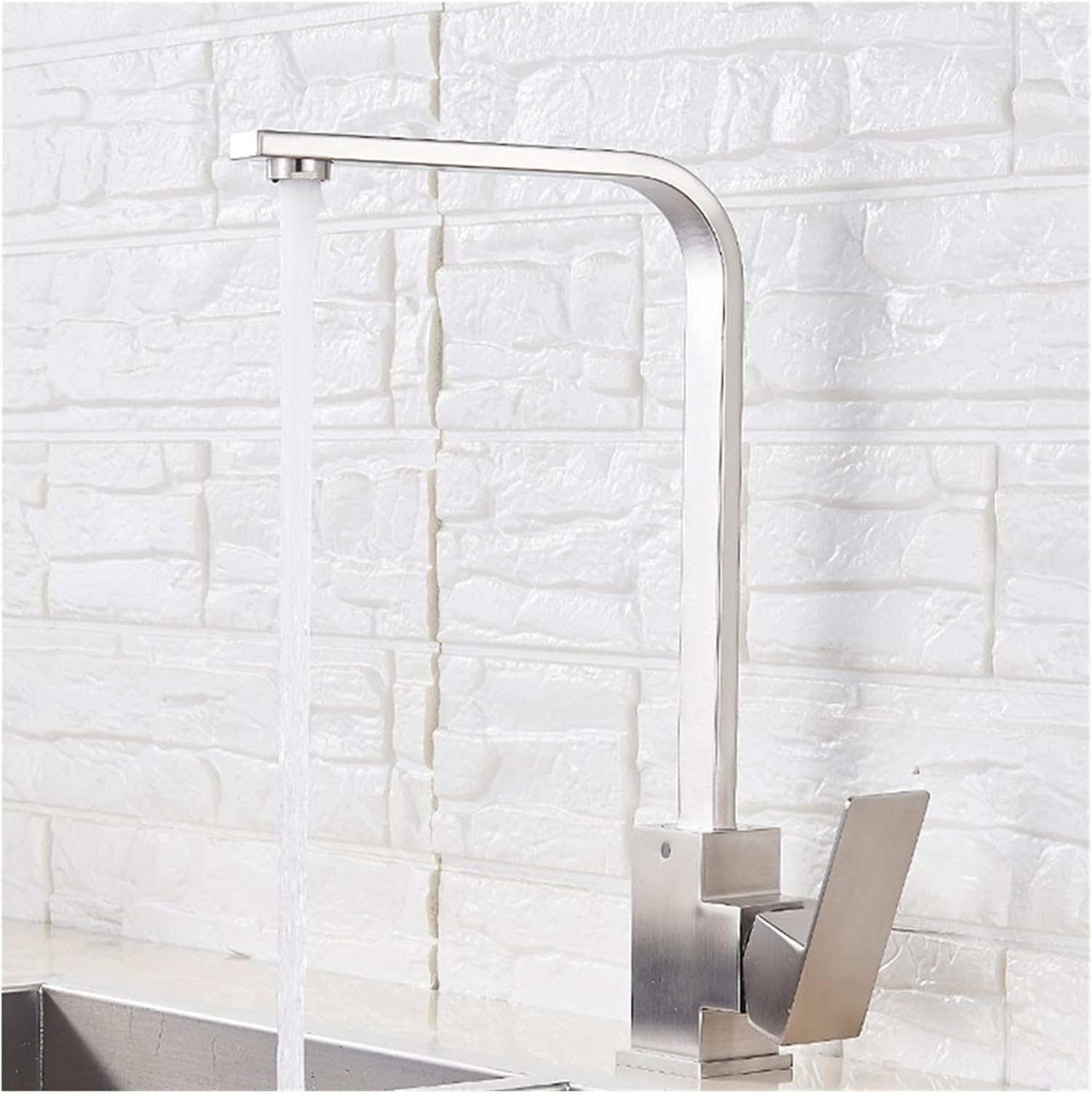 Black Square Kitchen Faucet Chorme/Gold Hot Cold Utility Kitchen Sink ...