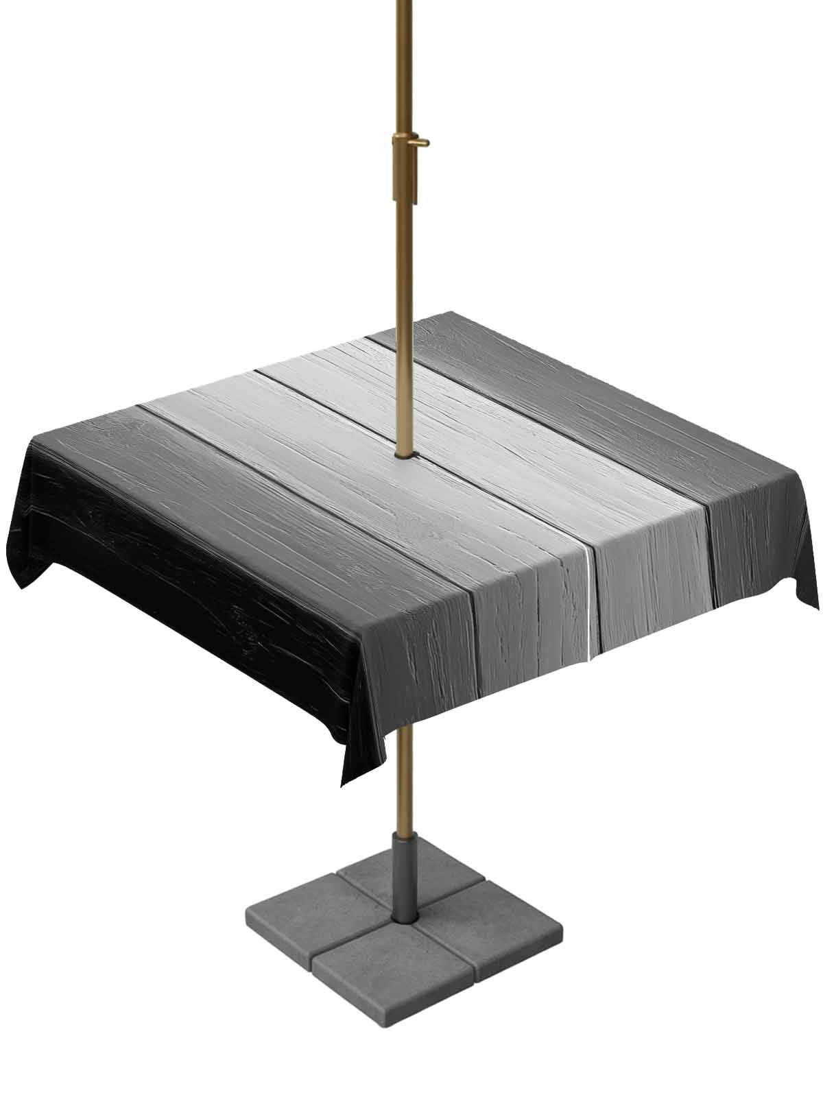 Black And Square Outdoor Tablecloth with Umbrella Hole White Grey ...
