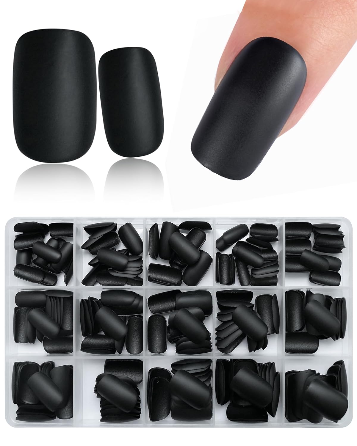 Black Square Press on Nails, 300pc/pack Medium Square Nails Press ons ...