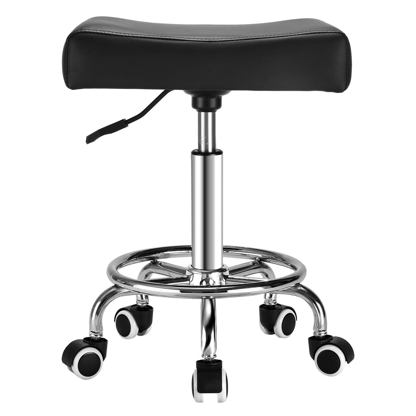 Black Square Salon Rolling Stool - 300lbs Weight Capacity，Adjustable ...