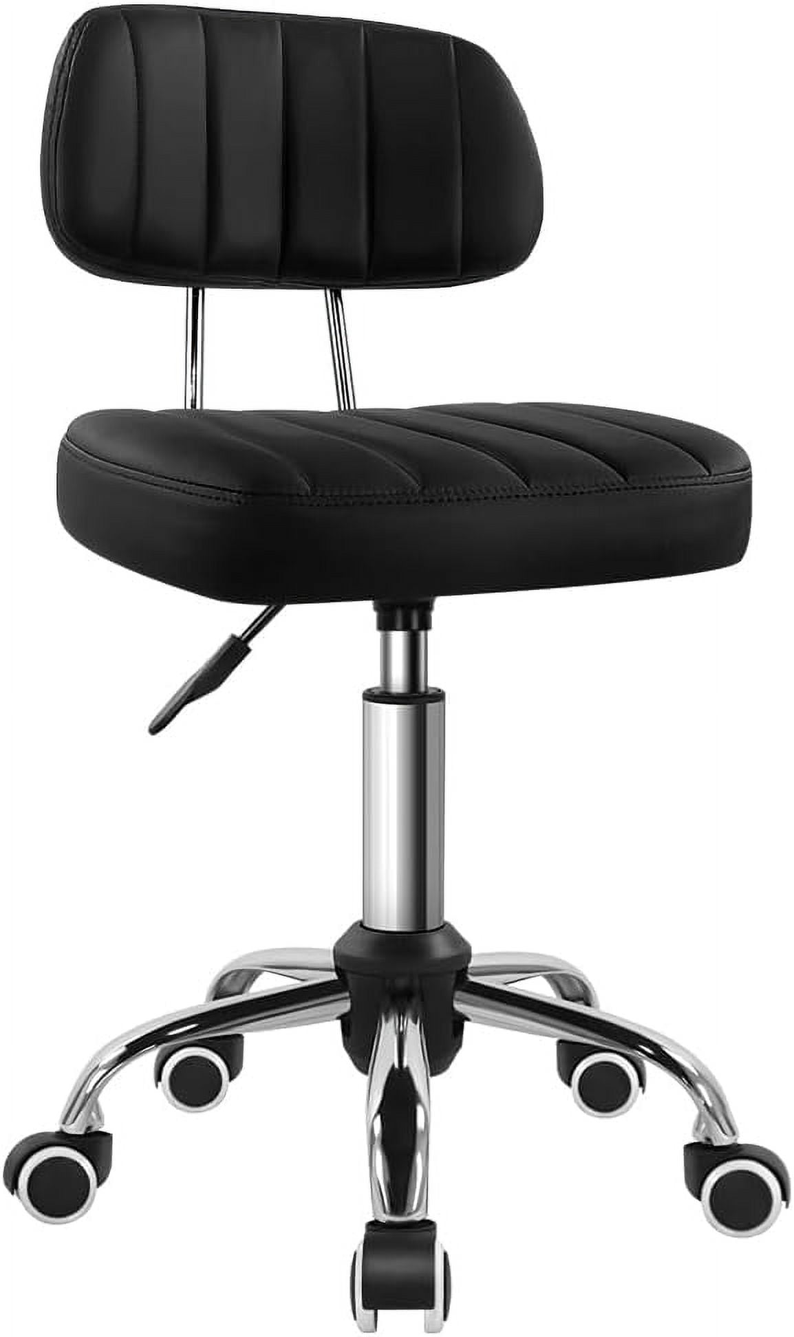 Black Square Swivel Stool with Wheel for Work SPA Shop Massage Height ...
