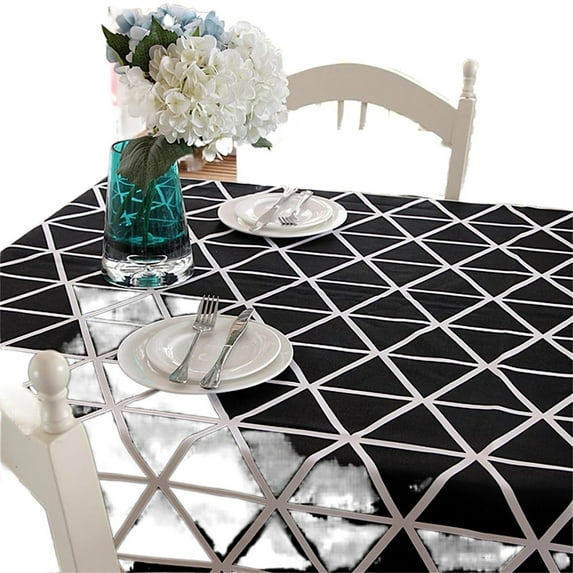Black Square Tablecloth Geometric Style Cotton Table Cloth for Kitchen ...