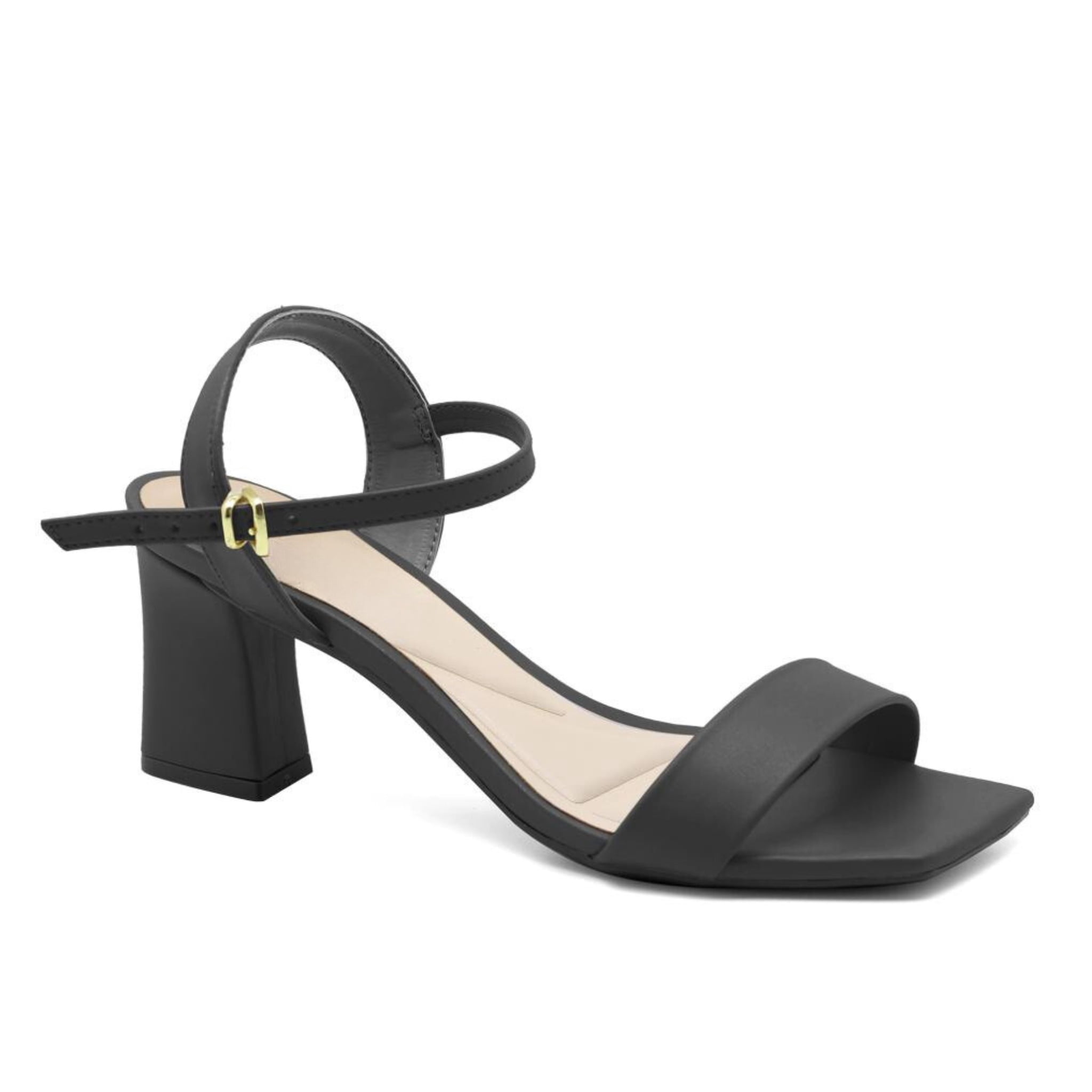 Black Square Toe Block Heel - Walmart.com