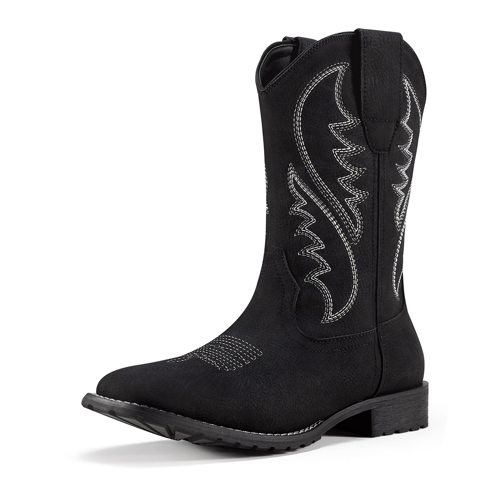 Black Square Toe Cowboy Western Boots for Men, Size 12 - Walmart.com