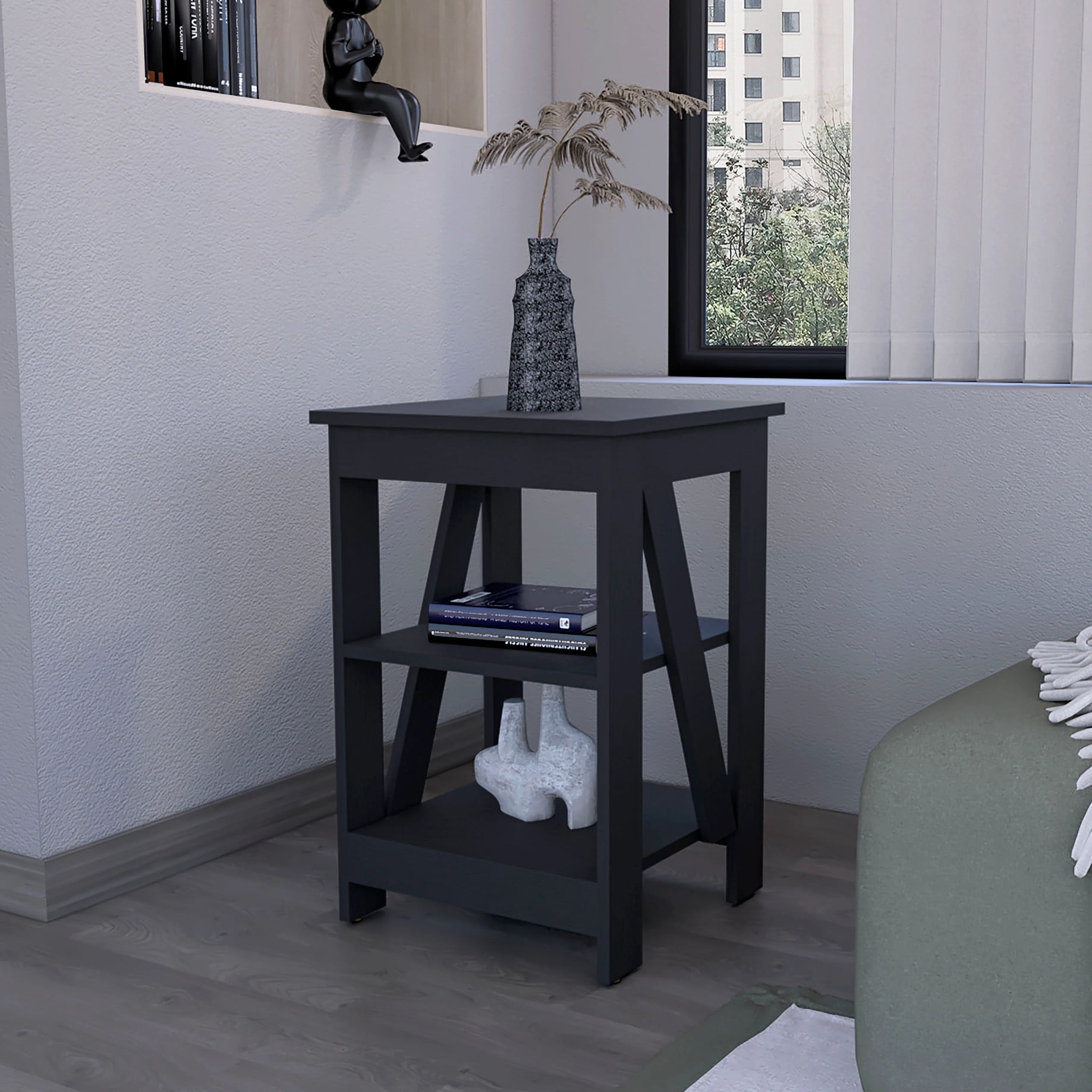 Black Square Two - Shelf Table | Organize Living Room Necessities ...