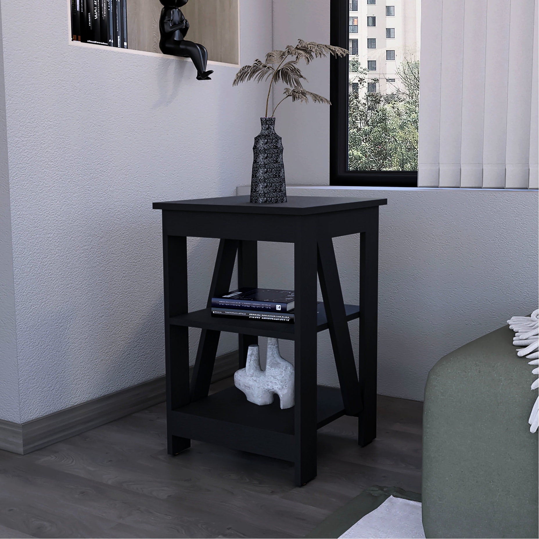 Black Square Wood Side Table+Adapt to Any Decor"-"Different Living ...