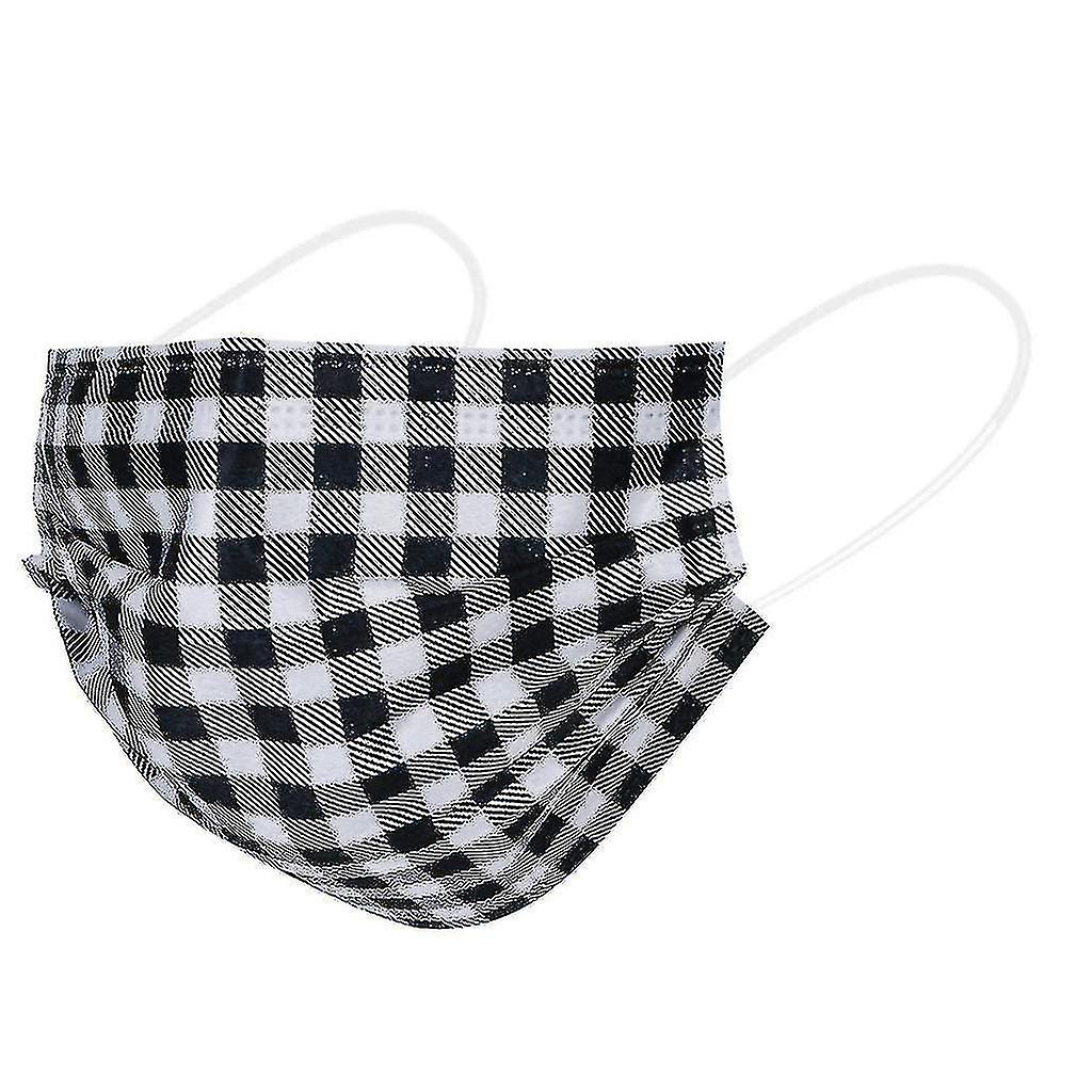 Black Squares Print Disposable Face Mask Personal Mask 3ply Ear Loop ...