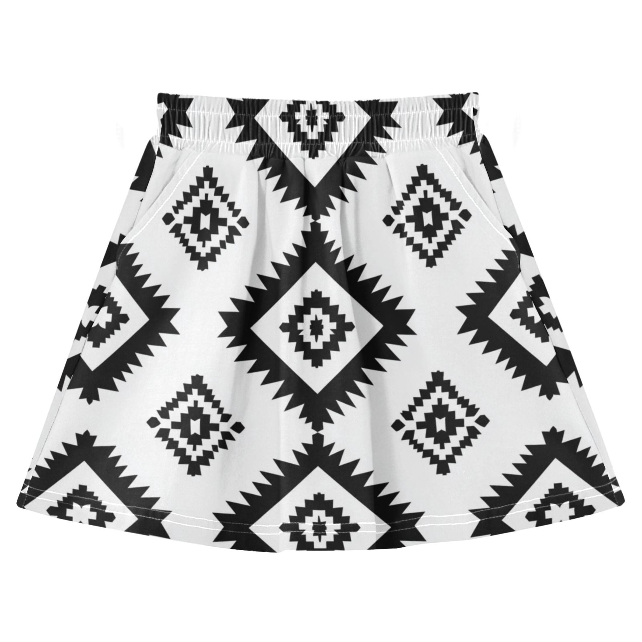 Black Squares on White Background Girls' Skirts A-Line Skirts with ...